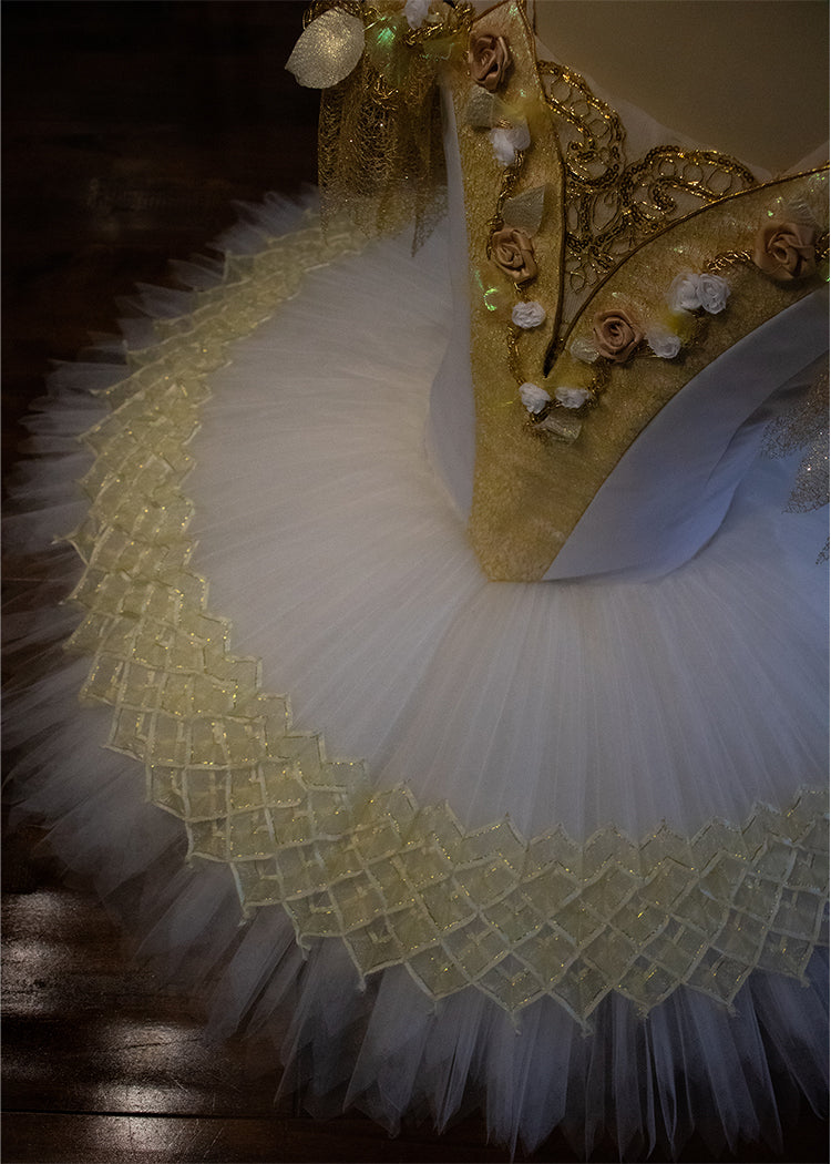 Elite Hire - White & Gold Classical Origami Tutu Child Medium - Child ...